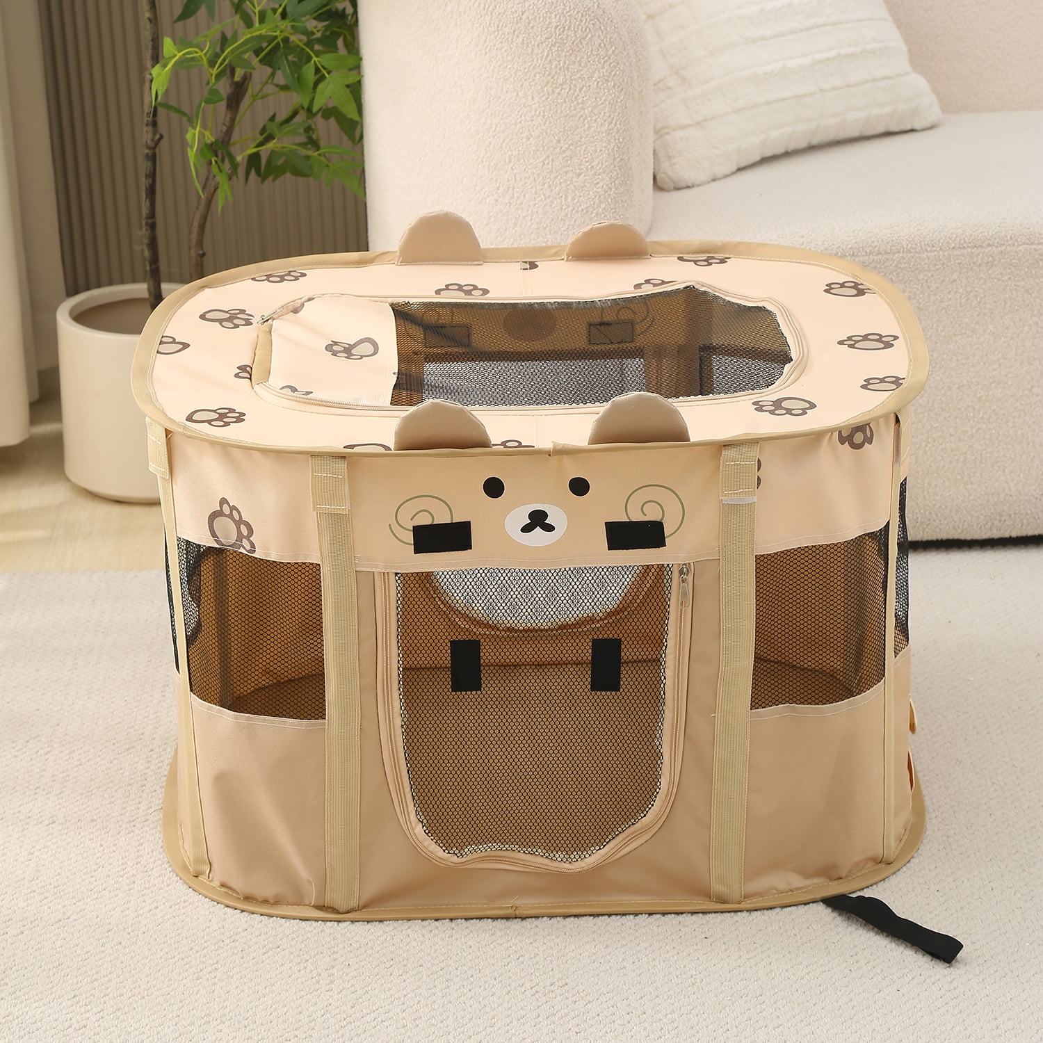 ZBH Large Outdoor Indoor Happy Habitat for Cats Dog Pet Play House ...