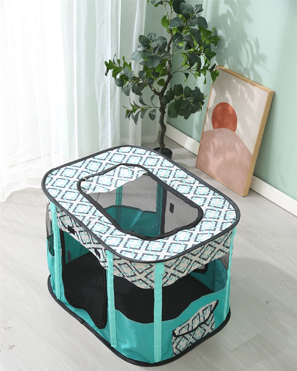 ZBH Portable Dog Playpen Indoor/Outdoor Foldable Pet Playpen for Small ...