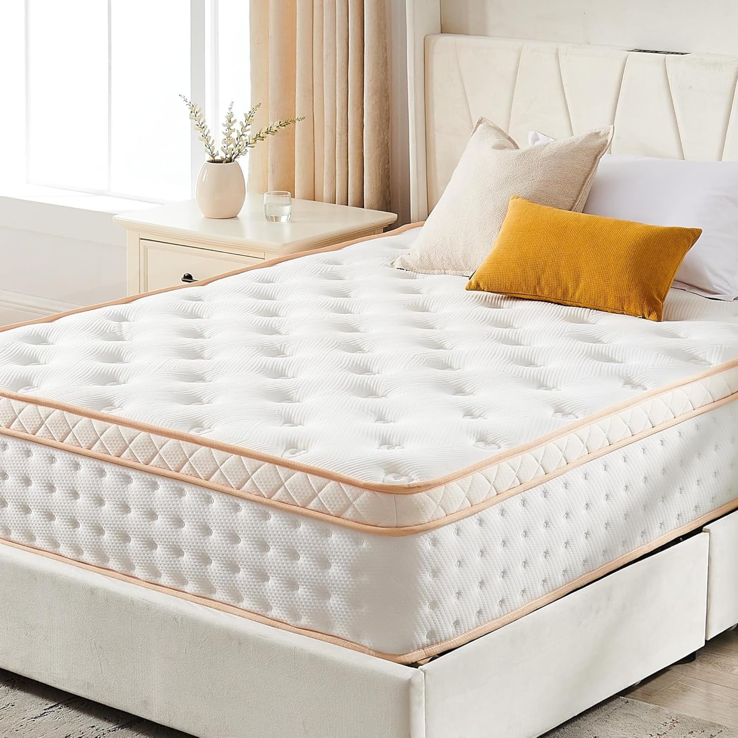 ZBOM 12 inch Queen Mattress, Hybrid Mattress Memory Foam in a Box, Pocket Springs for Pressure ...