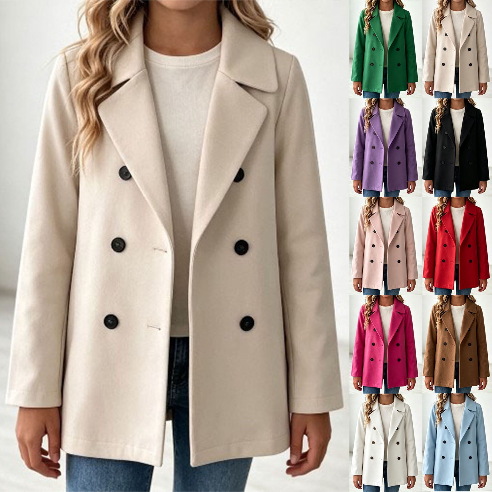 ZBSOKO Winter Coats for Girls Double Breasted Peacoat Mid Length Wool ...
