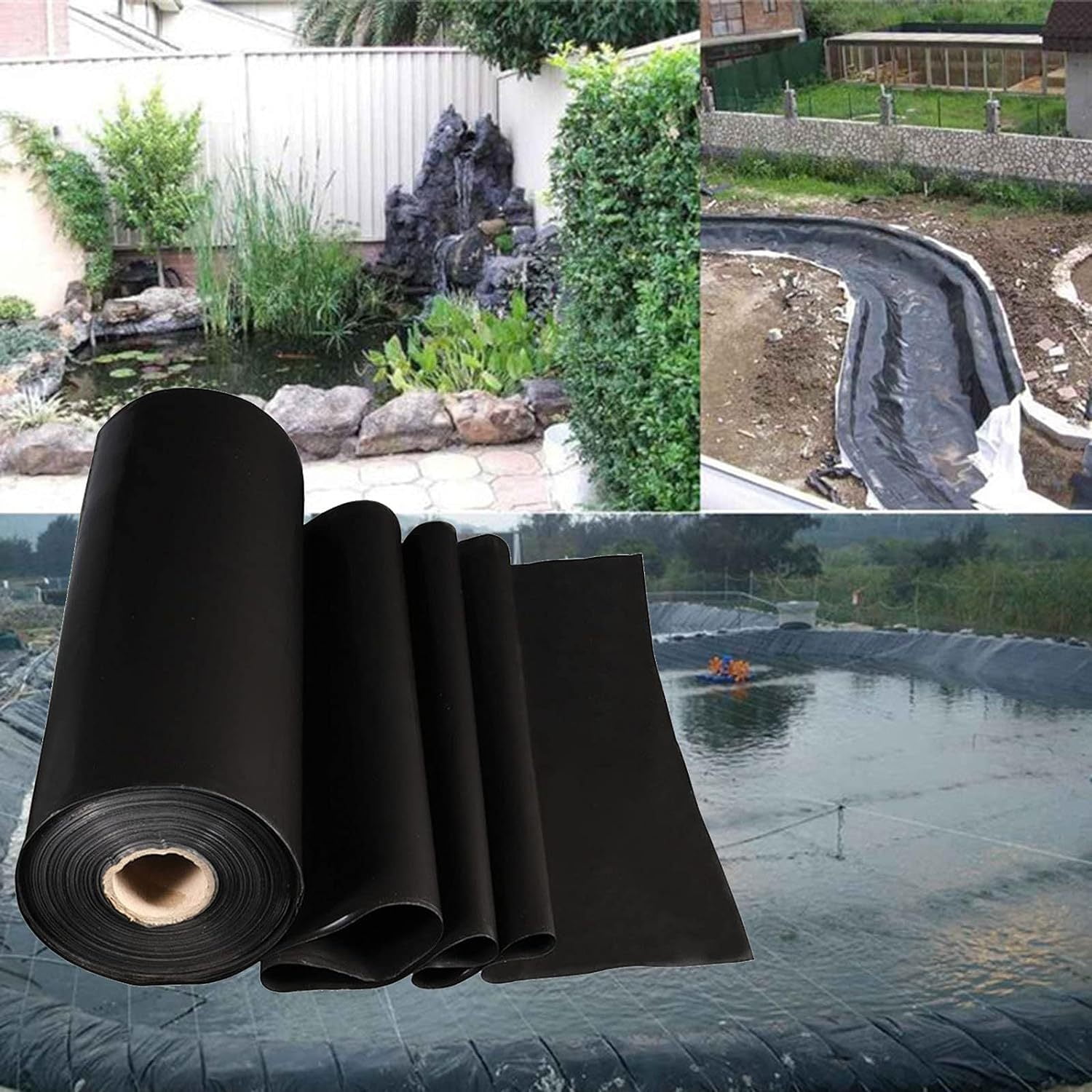 ZBYL Flexible Pond Liners, HDPE Fish Pond 0.2mm, Gardens Pools Membrane ...