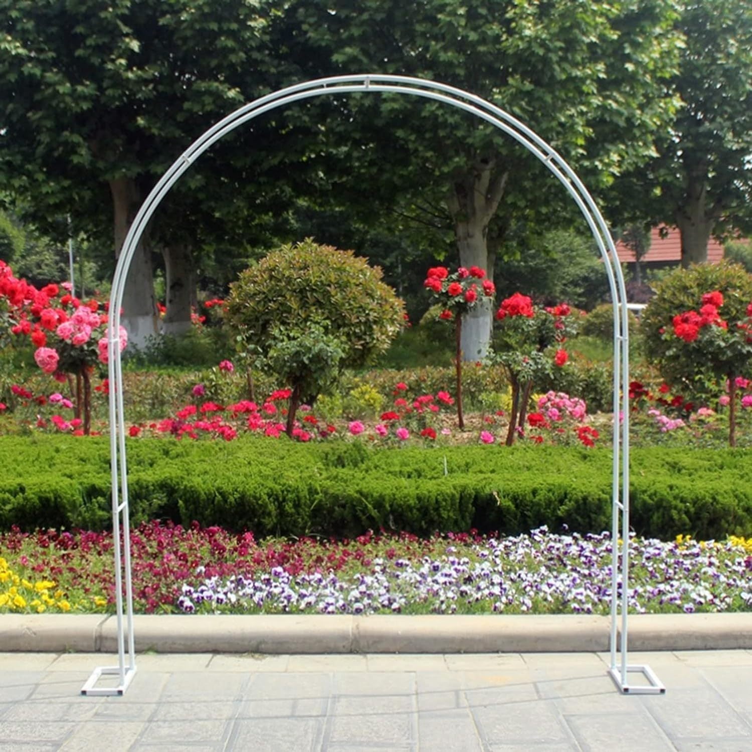 ZBYL Garden Arch with Base, Metal Pergola Arbor Climbing Plants ...