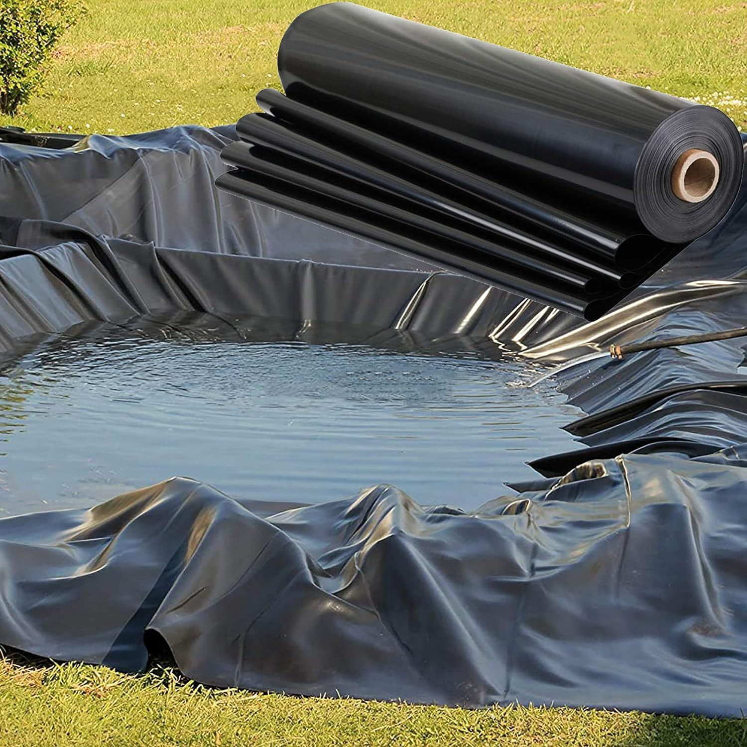 ZBYL Pond Liners HDPE 8-mil, Waterproof Fish Pond 4×6m, Puncture and ...