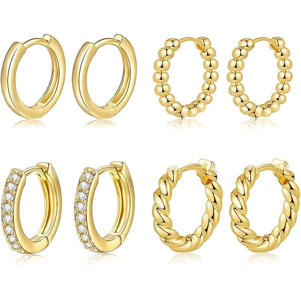 ZC 4 Pairs Small Gold Huggie Hoop Earrings for Women Hypoallergenic ...