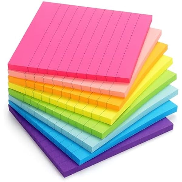 ZC 8 Pads Lined Sticky Notes 4x4 Sticky Notes with Lines Self-Stick ...