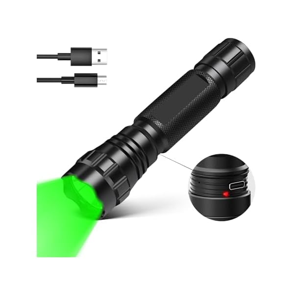 ZC Green Light Flashlight Rechargeable LED Tactical Flashlights Hunting ...