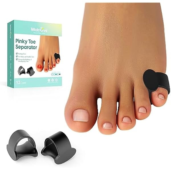 ZC Pinky Toe Separator, 12 Pcs Black Gel Toe Spacers Bunion Corrector ...