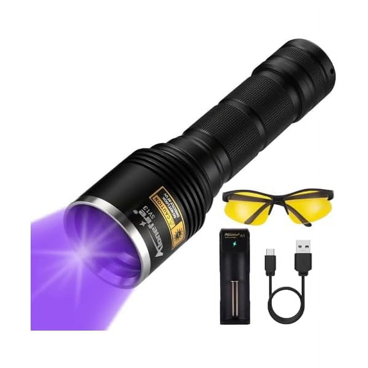 ZC SV13 15W 365nm UV Flashlight Rechargeable Ultraviolet Woods Lamp Powerful Black Light for Pet ...