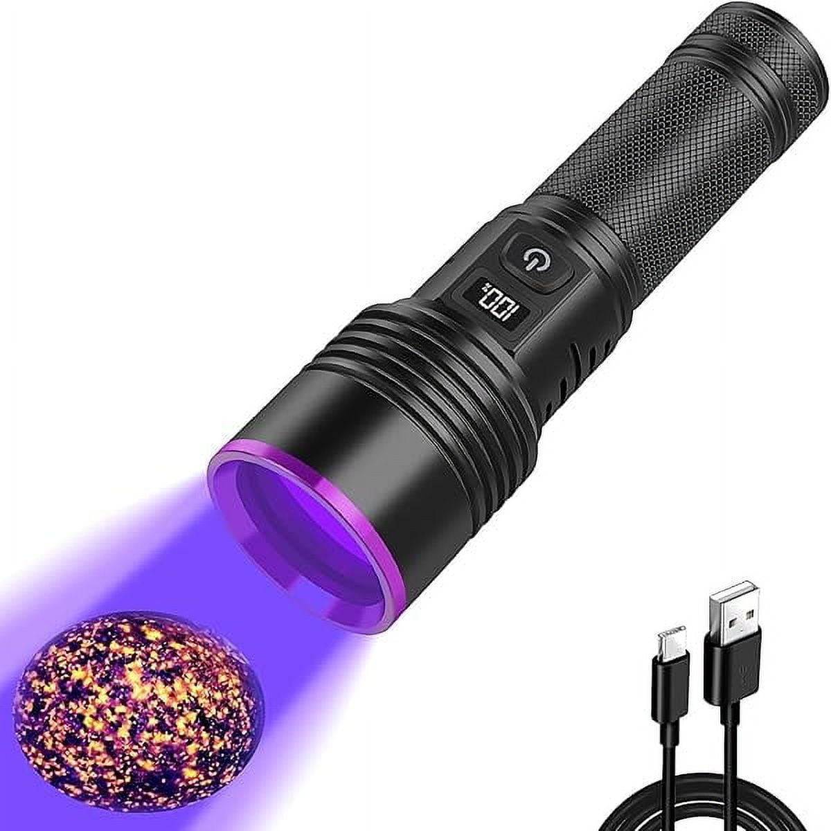 ZC UV Flashlight 365nm Black Light, Rechargeable Blacklight Flashlights with LCD Display ...