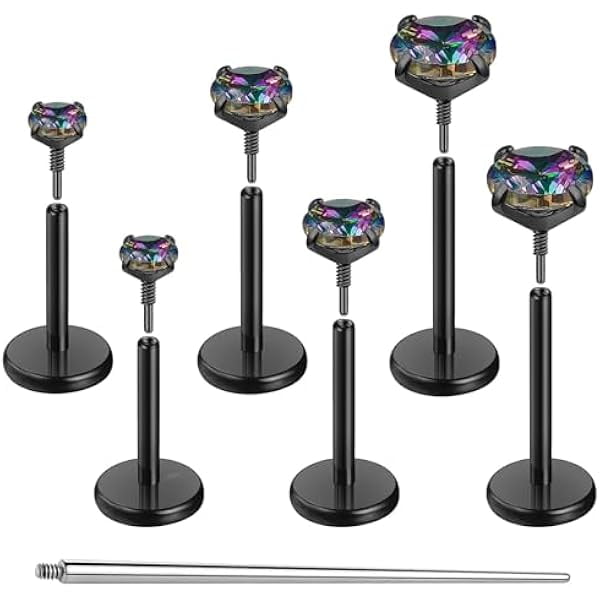 ZC20G 18G 16G Flat Back Earrings Stud Nose Ring Titanium Internal ...
