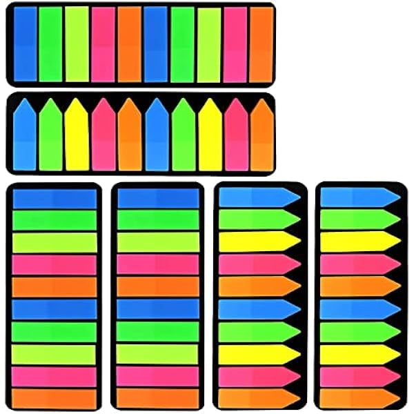 ZC3000 Pieces Neon Page Markers Sticky Index Tabs, Colored Index Tab ...