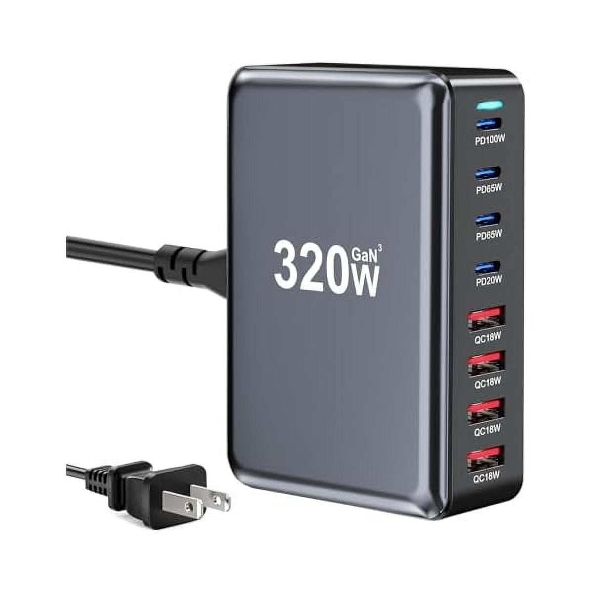 ZC320W USB C Fast Charger Block, 8 Port USB Charging Station, GaN Ⅲ Pro ...