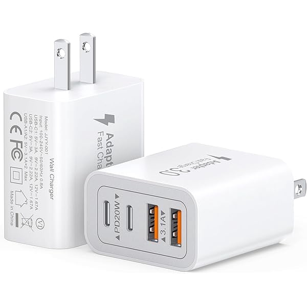 ZC40W USB C Charger Block, 2-Pack 4-Port Type C Fast Charging Brick ...
