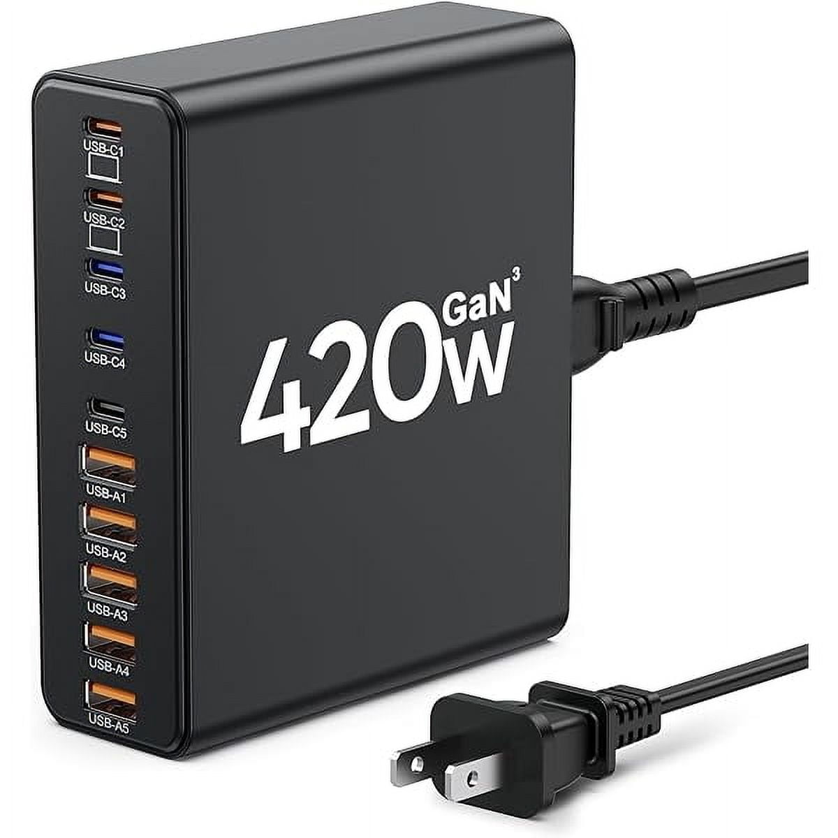 ZC420W USB C Charger Block,10-Port Charging Station GaN Fast Charging ...