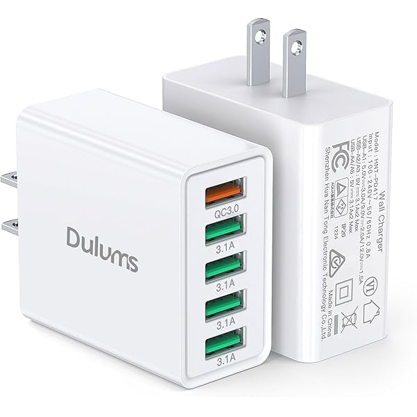 ZC50W USB Wall Charger Block,2Pack 5-Port Charger Fast Charging Block ...