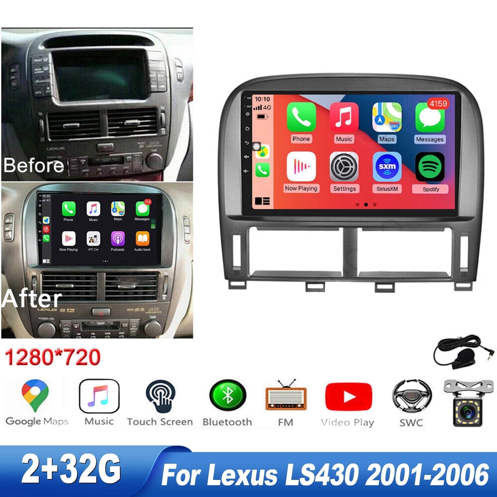 ZCARGE For Lexus LS430 2001-2006 Android 13.0 Car Stereo Radio Player ...