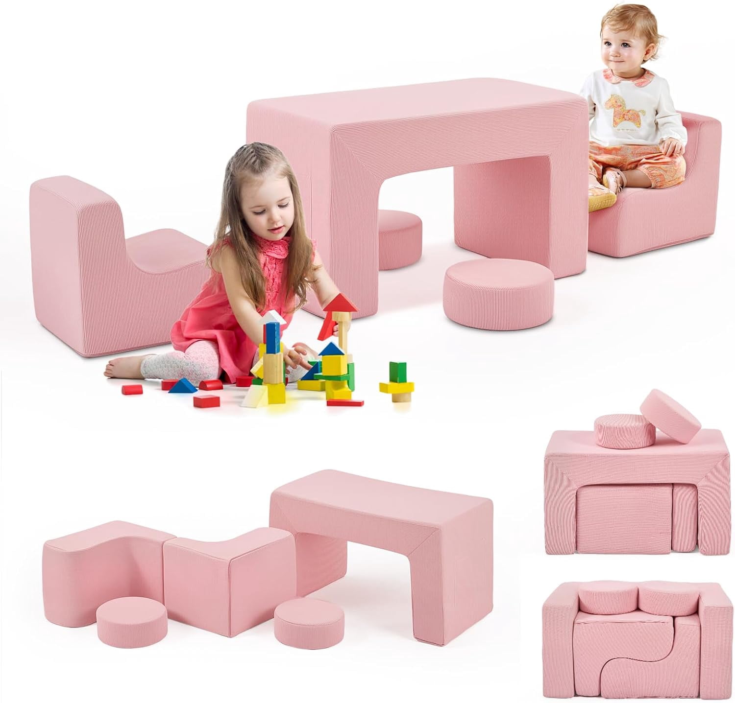 ZCB LIKE HOME Modular Kids Play Couch, Corduroy Sectional Sofa for ...