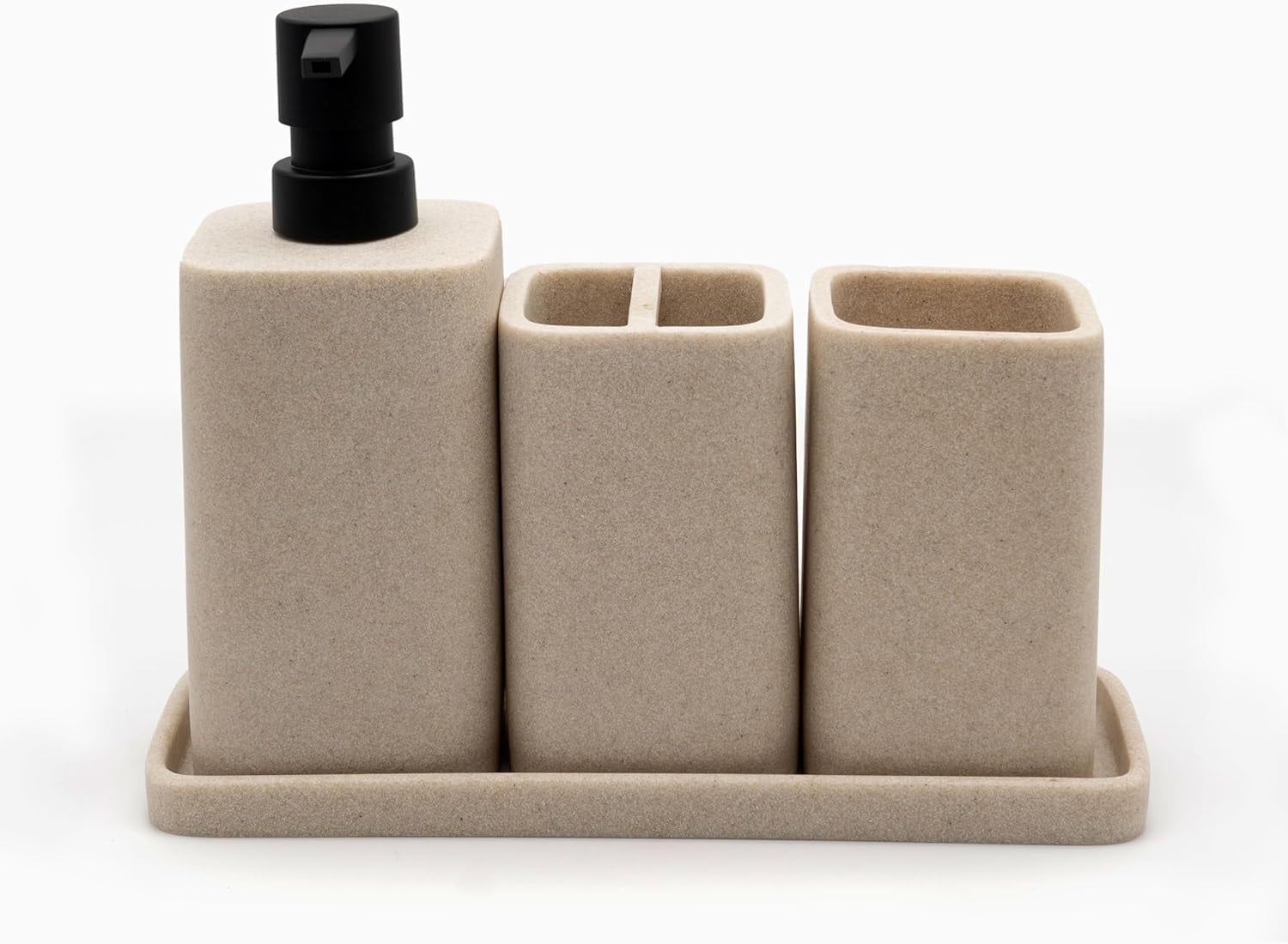 Zccz Modern 4-Piece Beige Marble Bath Accessories Set - Walmart.com