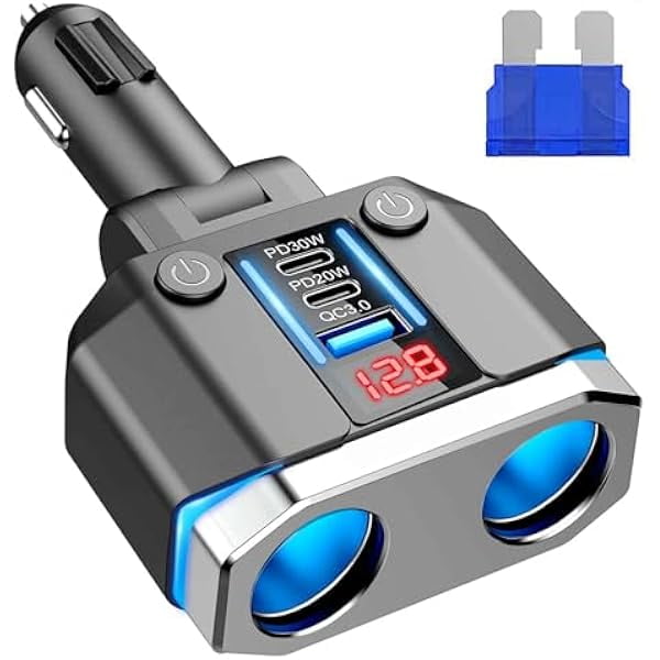 ZCDual Cigarette Lighter Plug Splitter Powerful 200W 12V Power Outlet ...