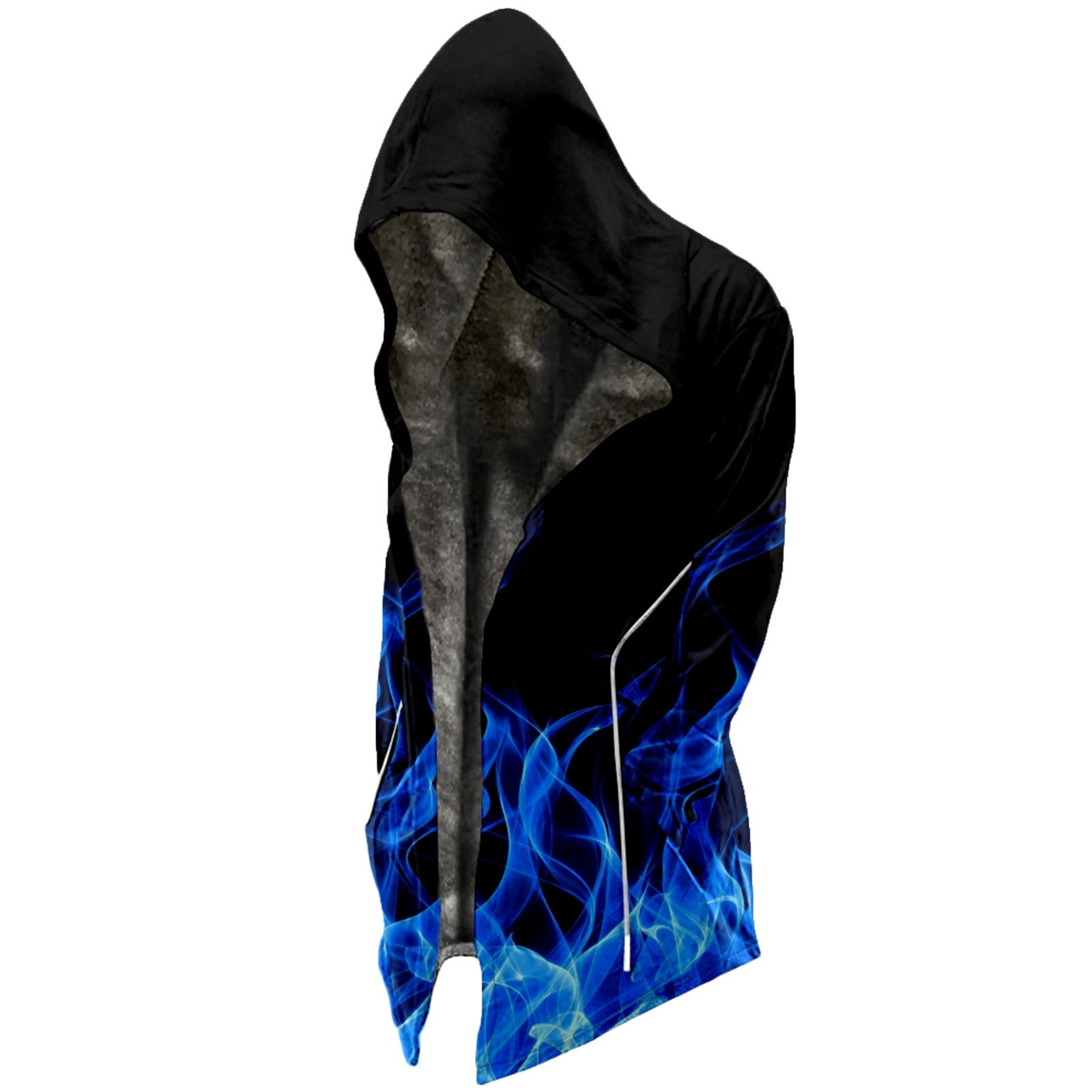 ZCFZJW 3D Flame Pattern Sherpa Fleece Lined Warm Coats for Men Plus ...