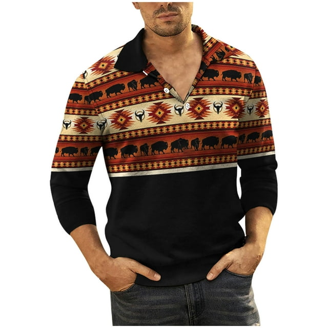ZCFZJW Aztec Print Summer Shirts for Men Regular Fit Long Sleeve ...
