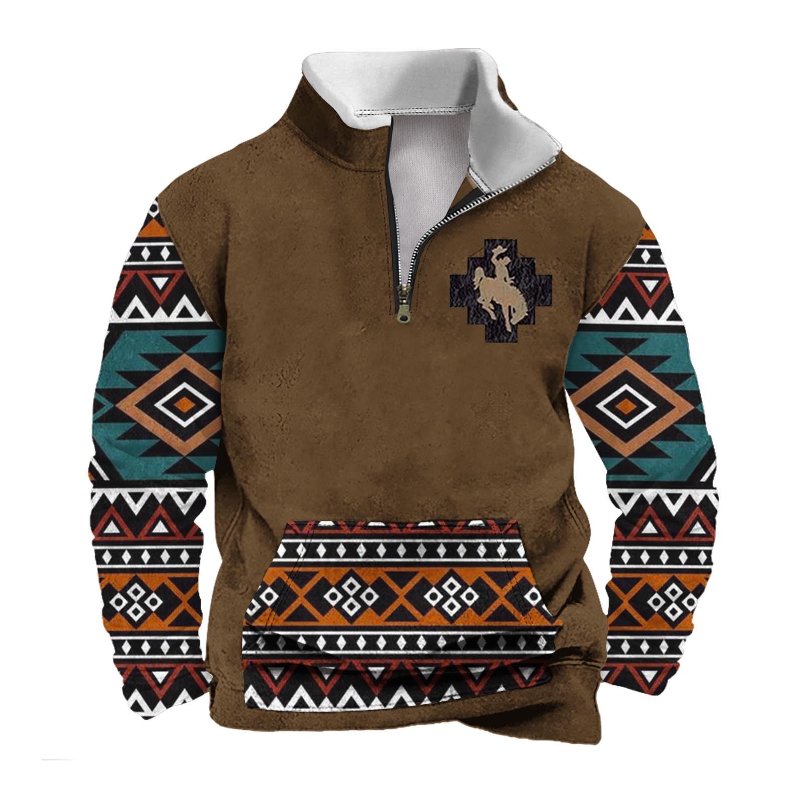 ZCFZJW Aztec Sweatshirts for Men Vintage Ethnic Style Pattern Print ...