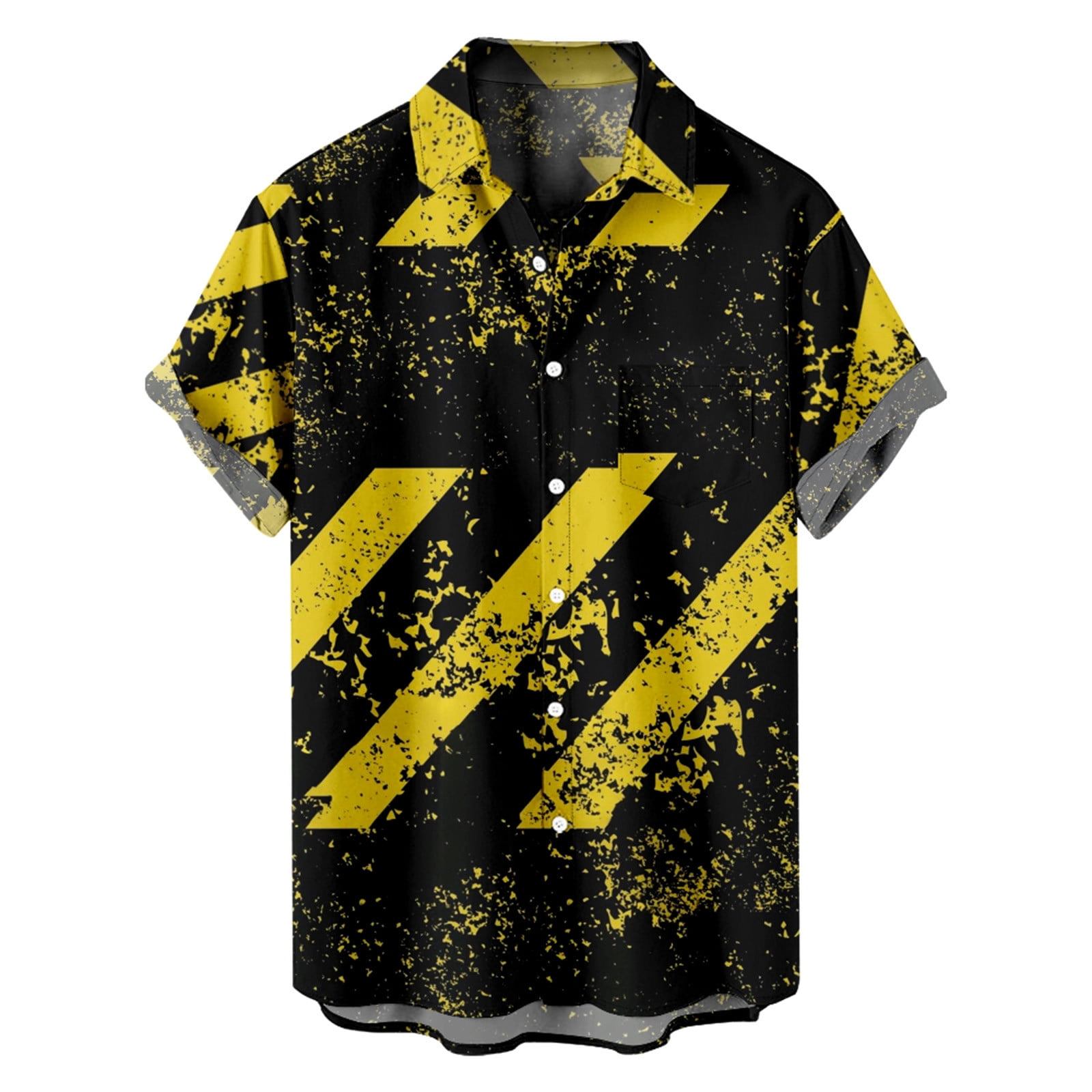 ZCFZJW Casual Summer Button T-Shirts for Men Big and Tall Regular Fit Striped Print Open Front ...