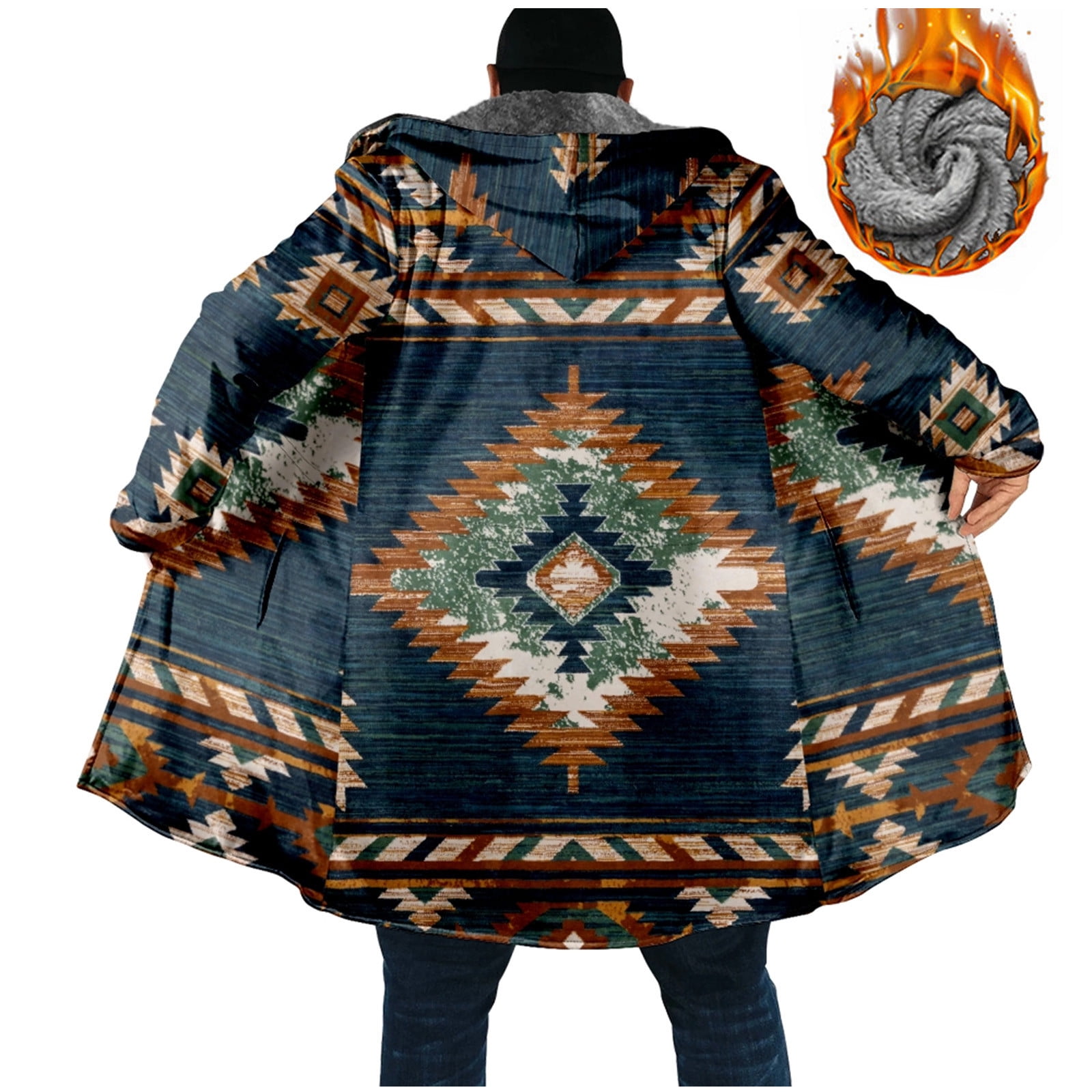 ZCFZJW Ethnic Style Hoodies for Men Vintage Aztec Pattern Print Long ...