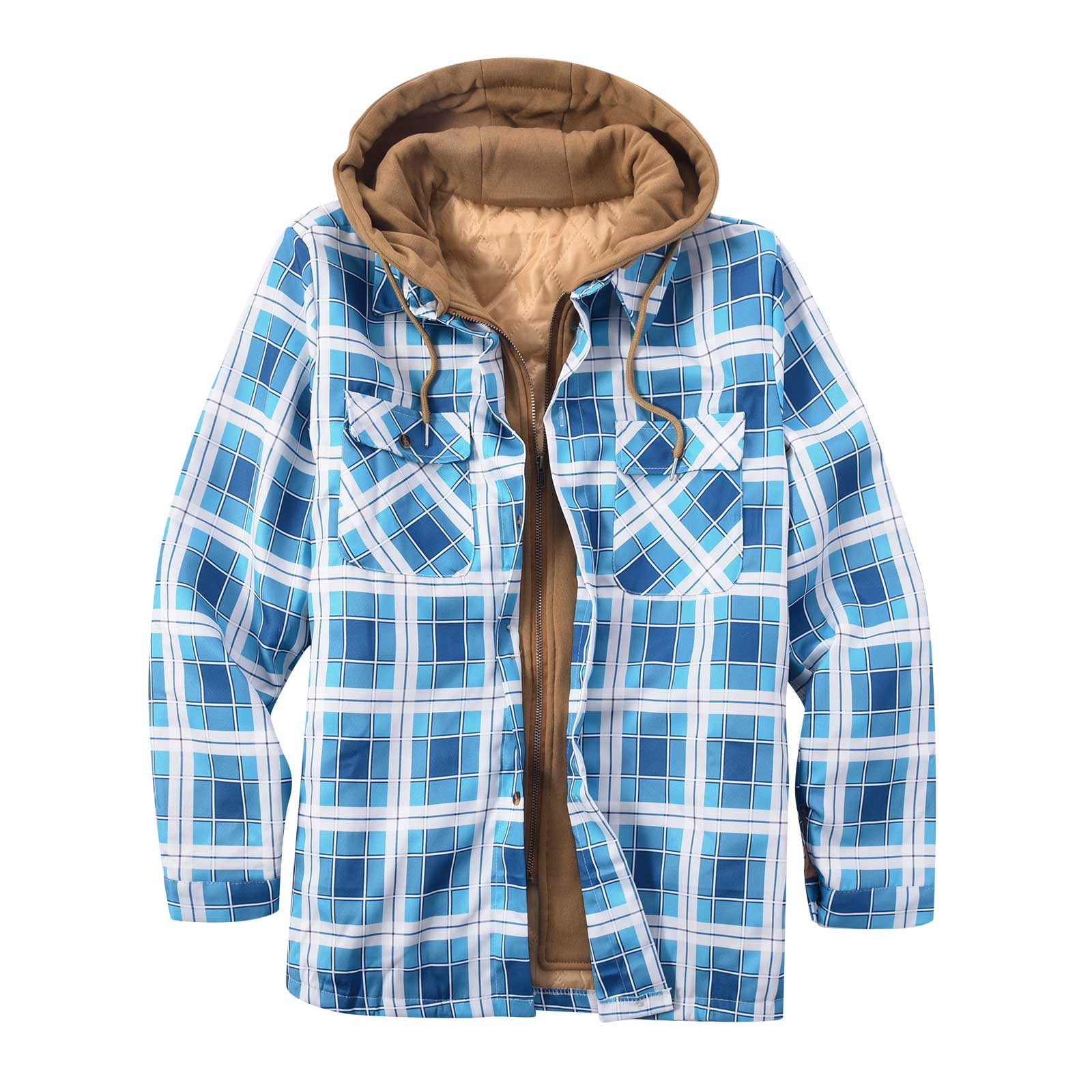 ZCFZJW Flannel Jackets for Men, Men's Quilted Lined Flannel Zipper ...