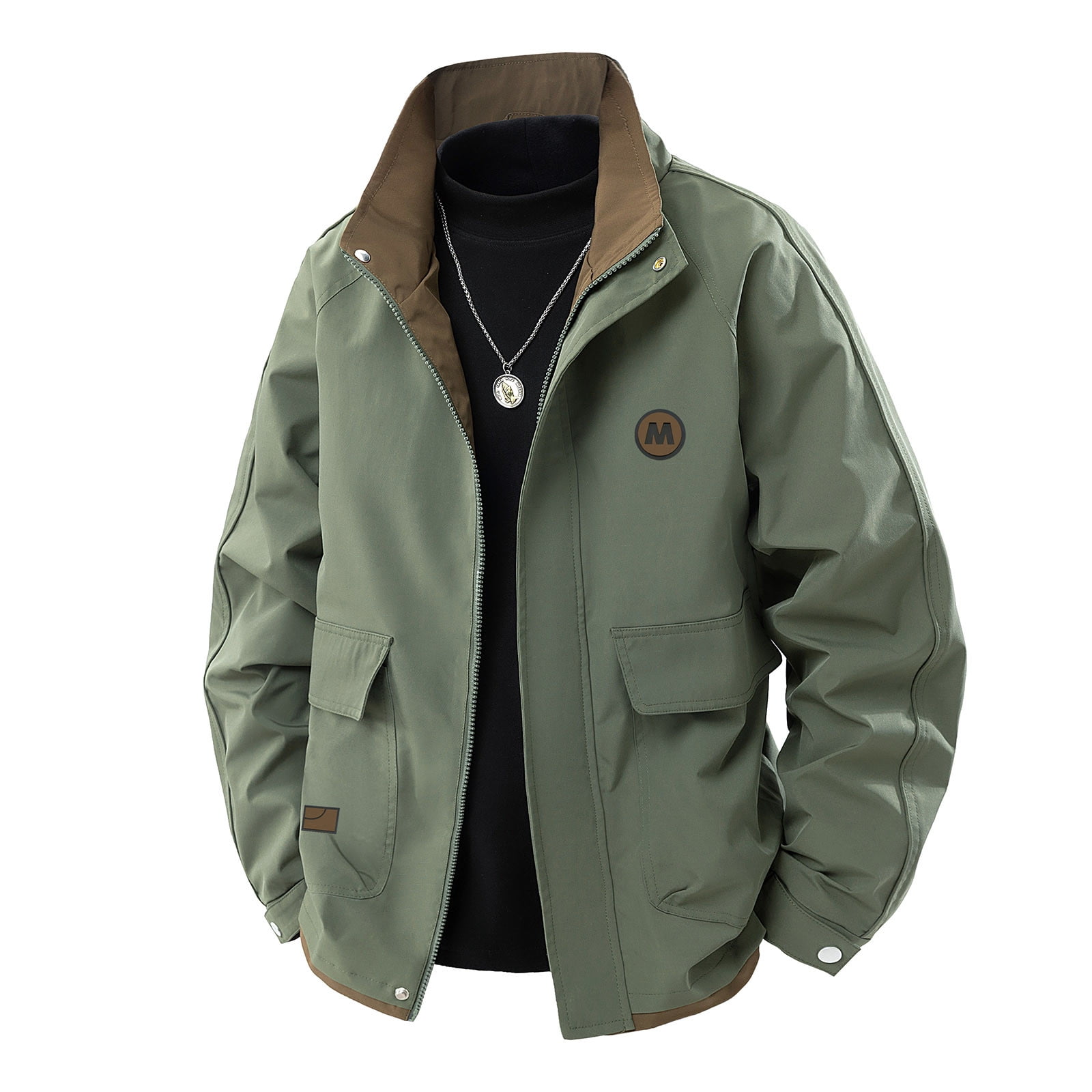 ZCFZJW Full Zip up Bomber Jackets for Men Big and Tall Regular Fit ...