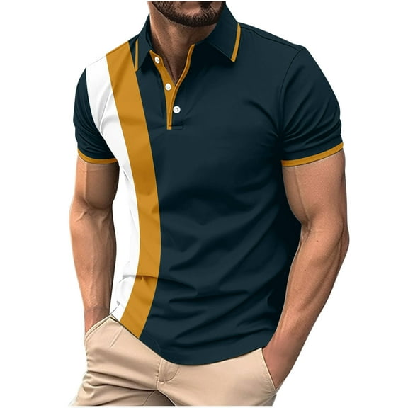 biudgviw Golf Shirts for Men Print Long Sleeve Casual Slim Fit Shirt ...