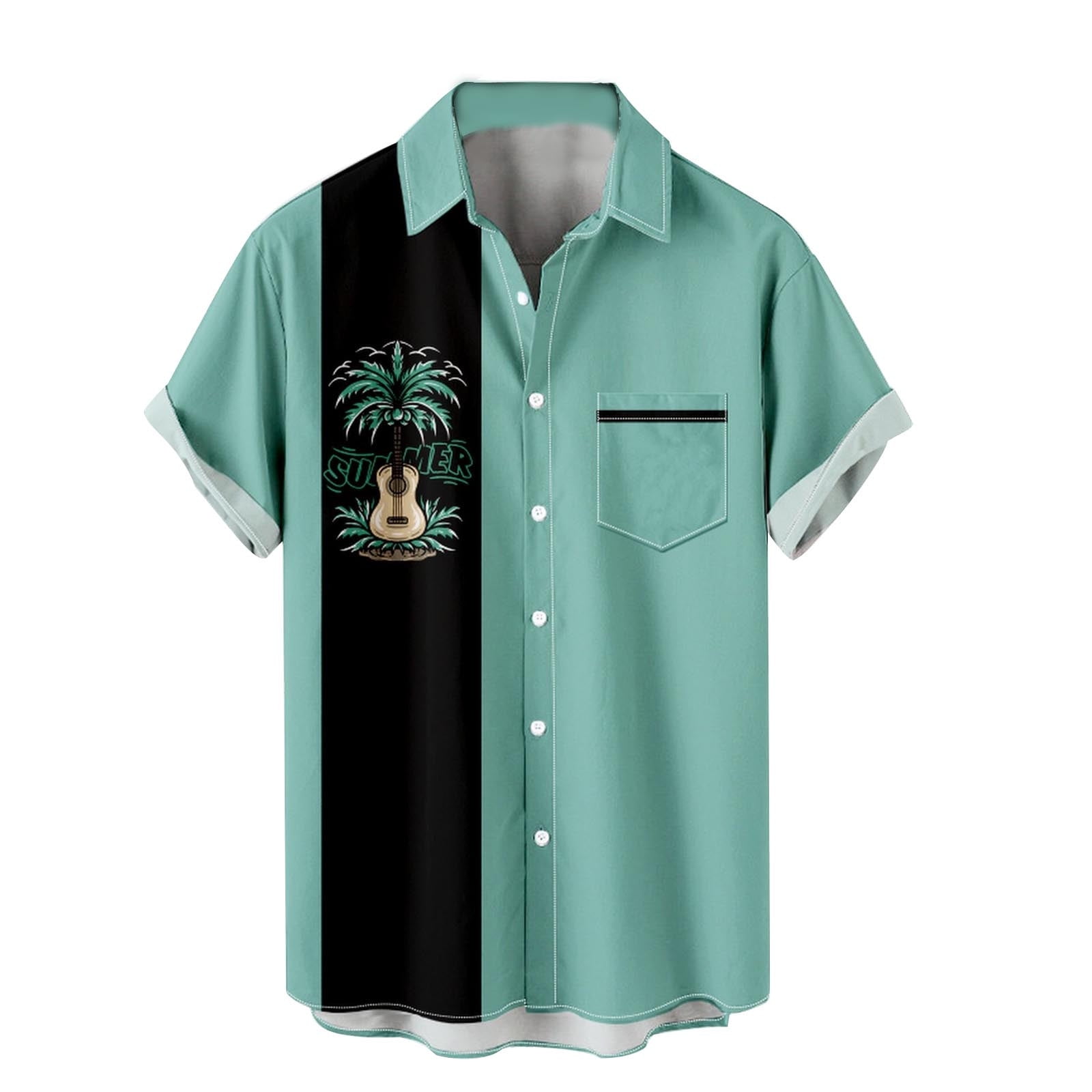 Zcfzjw Hawaiian Bowling Shirts For Men Short Sleeve Button Down Shirt