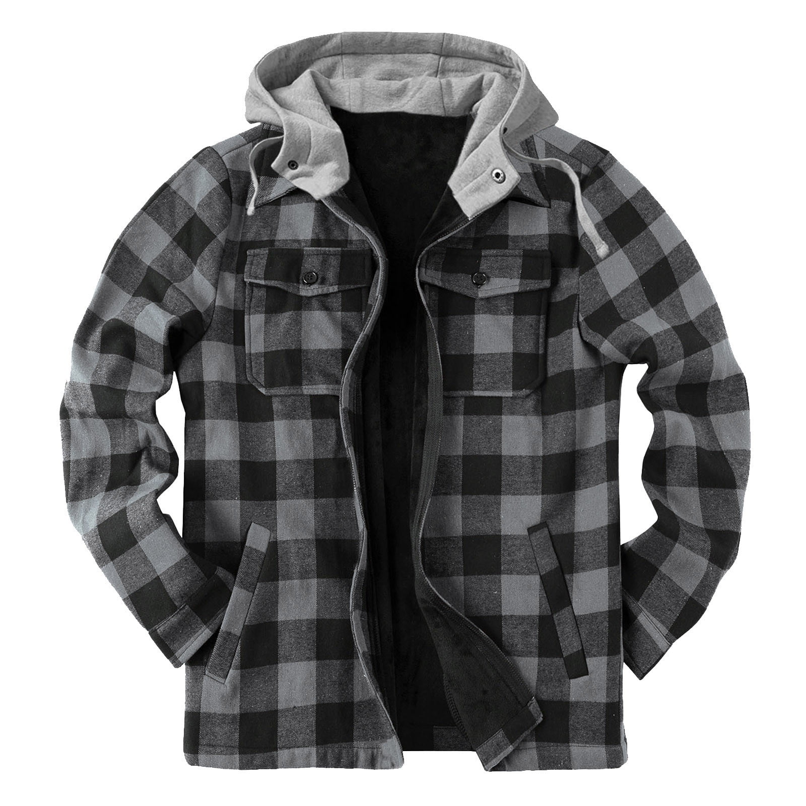 ZCFZJW Heavy Thick Flannel Plaid Jacket Sherpa Fleece Lined Hoodies for ...