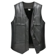 Maxam Medium Buffalo Leather Motorcycle Vest for Men - Stylish, Fuel ...