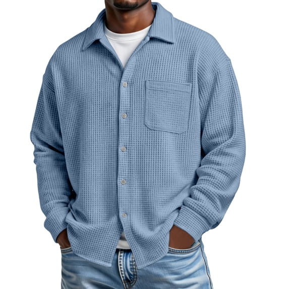 ZCFZJW Men's Button Down Shirt Texture Wrinkle Free Shirts Long Sleeve ...