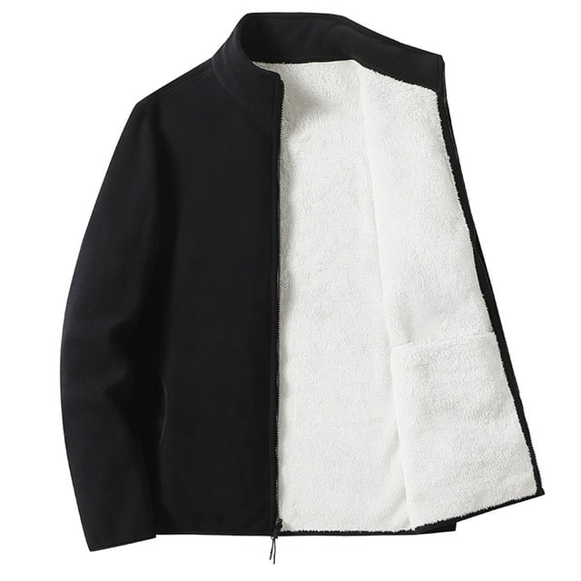 ZCFZJW Men's Casual Fleece Jacket With Inner Casing Plush Warm Cashmere ...