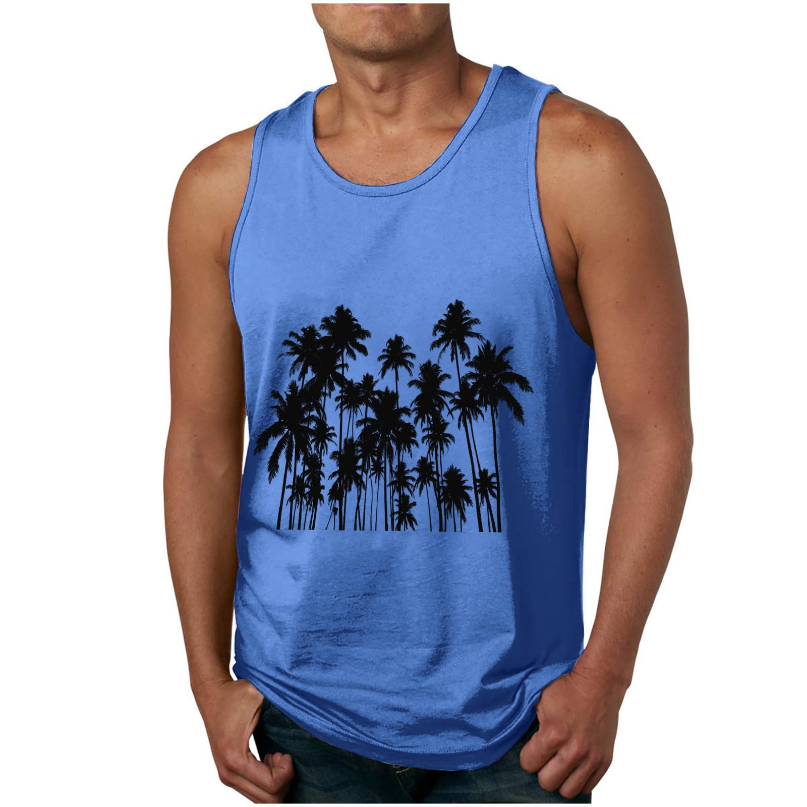 ZCFZJW Men's Gym Workout Tank Tops Swim Beach Shirts Summer Tropical ...