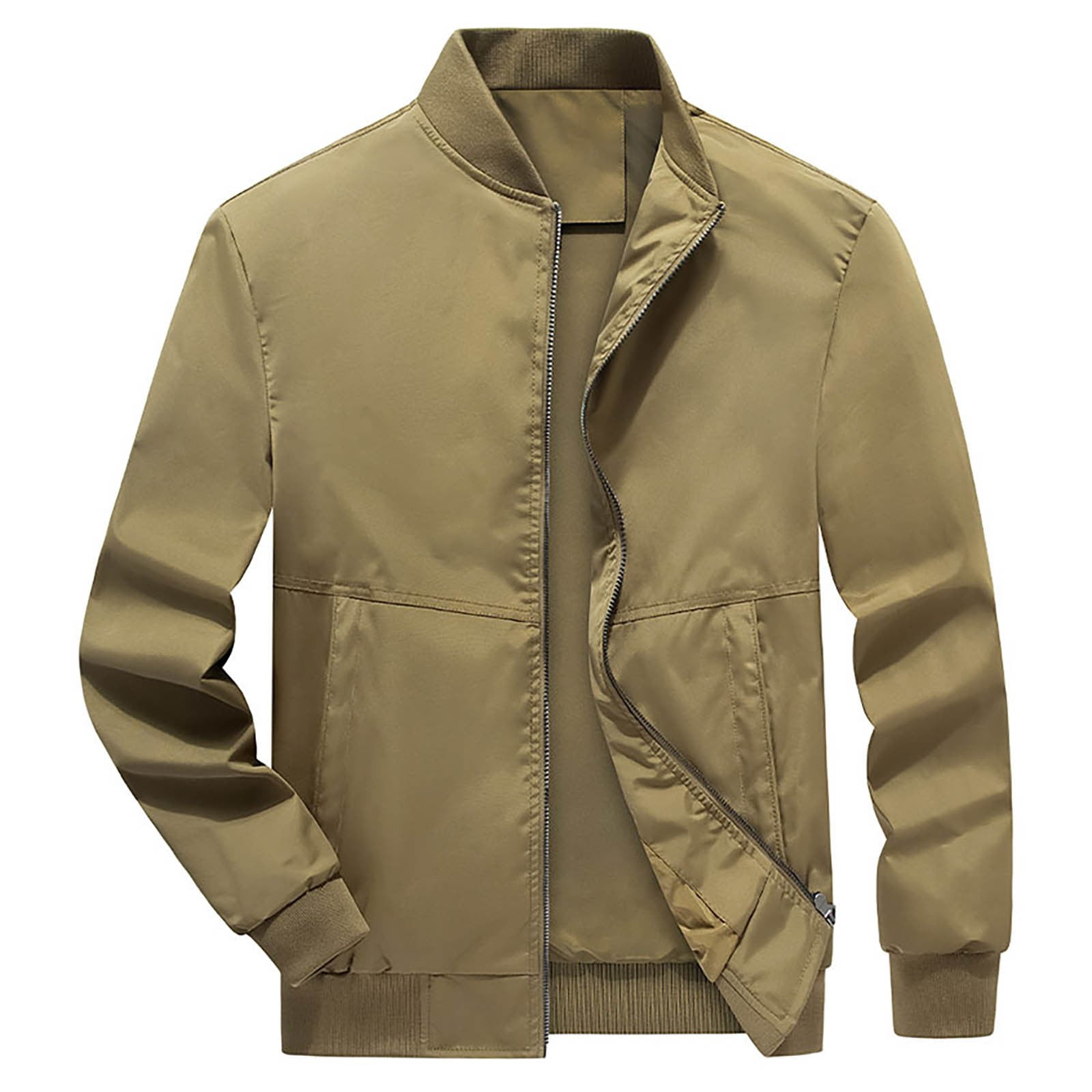 ZCFZJW Men's Lightweight Bomber Jacket with Zipper Pocket Casual Fall ...