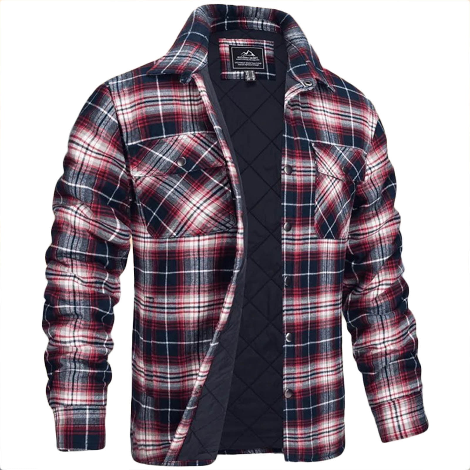 ZCFZJW Men's Quilted Lined Flannel Jacket Fashion Soft Cotton Button ...