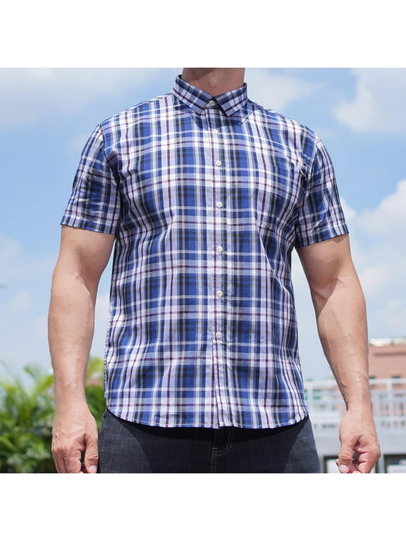 Balery Red And Blue Fire Mountains Print Men's Hawaiian Shirts Short Sleeve Beach Shirt Relaxed ...