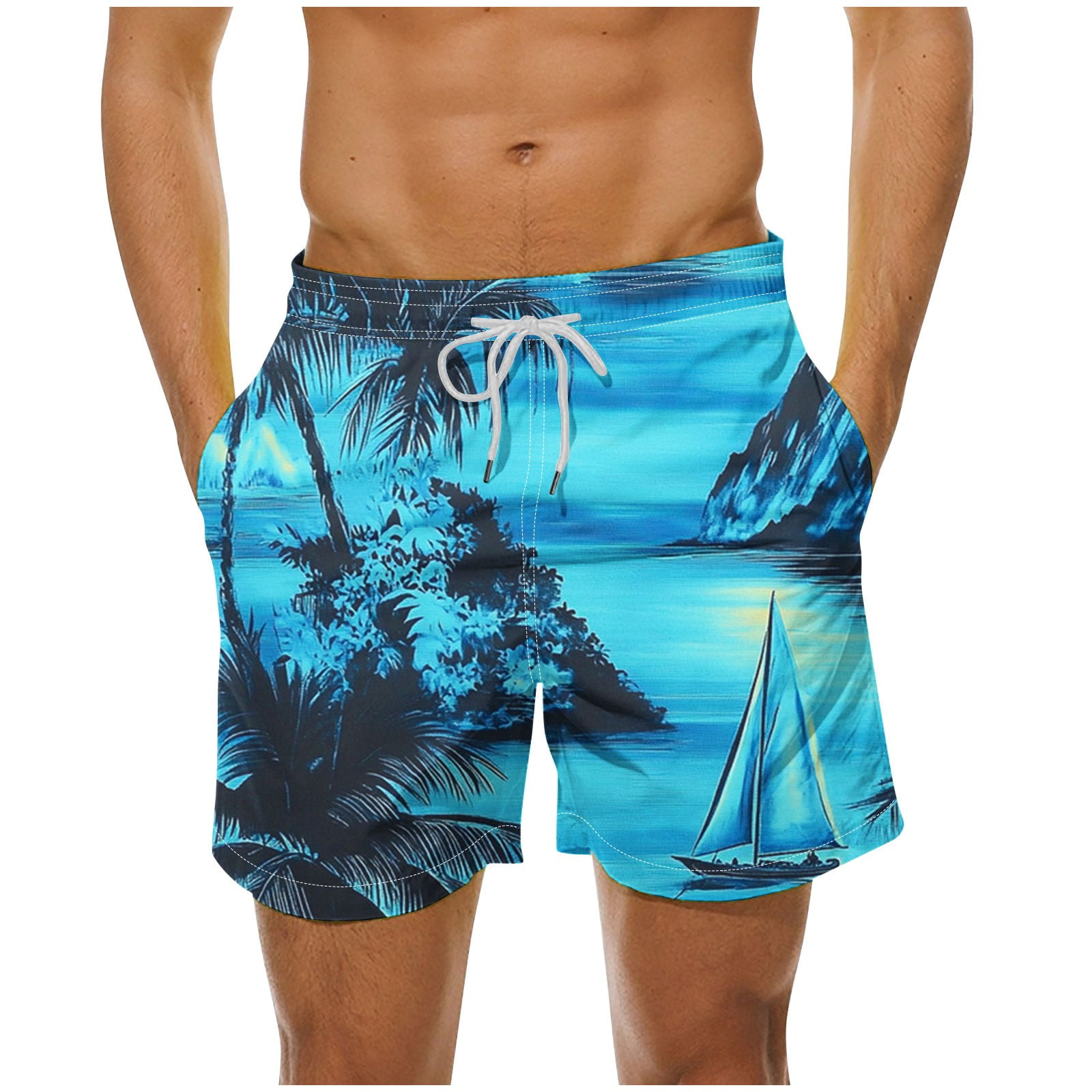ZCFZJW Men's Swim Trunks 9" Quick Dry Bathing Suit Big & Tall Beach ...