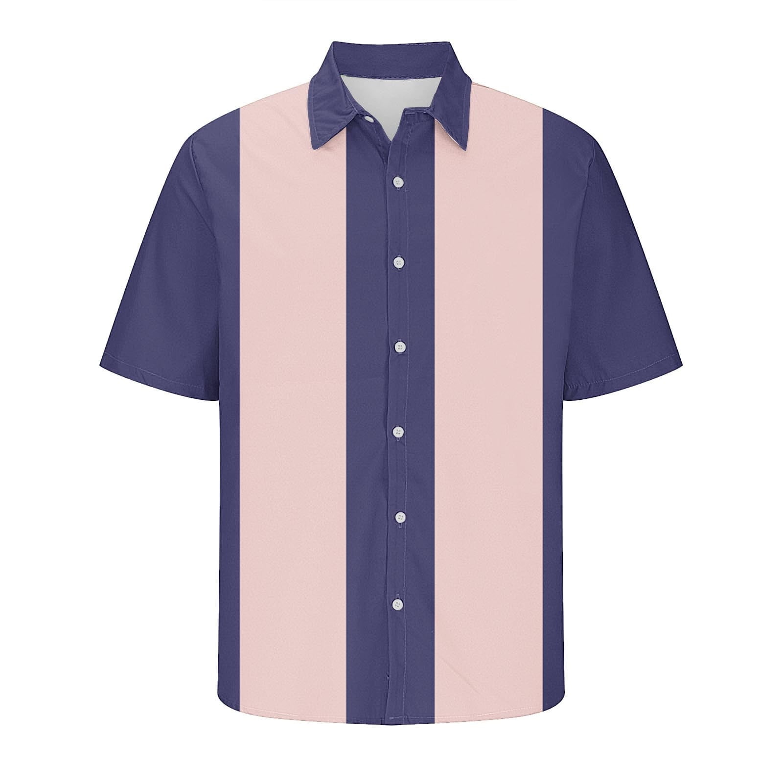 ZCFZJW Men's Vintage Bowling Shirts 1950s Casual Short Sleeve Button Up ...