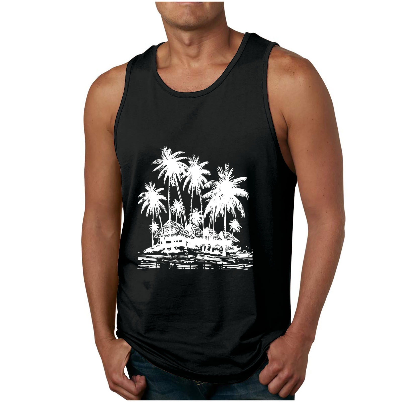 ZCFZJW Men's Workout Tank Tops Gym Athletic Sleeveless Big and Tall ...