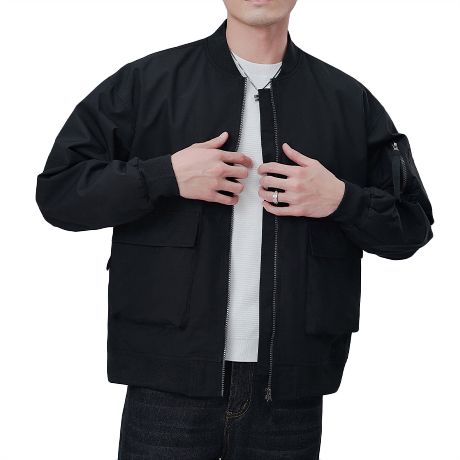 ZCFZJW Mens Bomber Jackets Big and Tall Regular Fit Casual Fall Winter ...