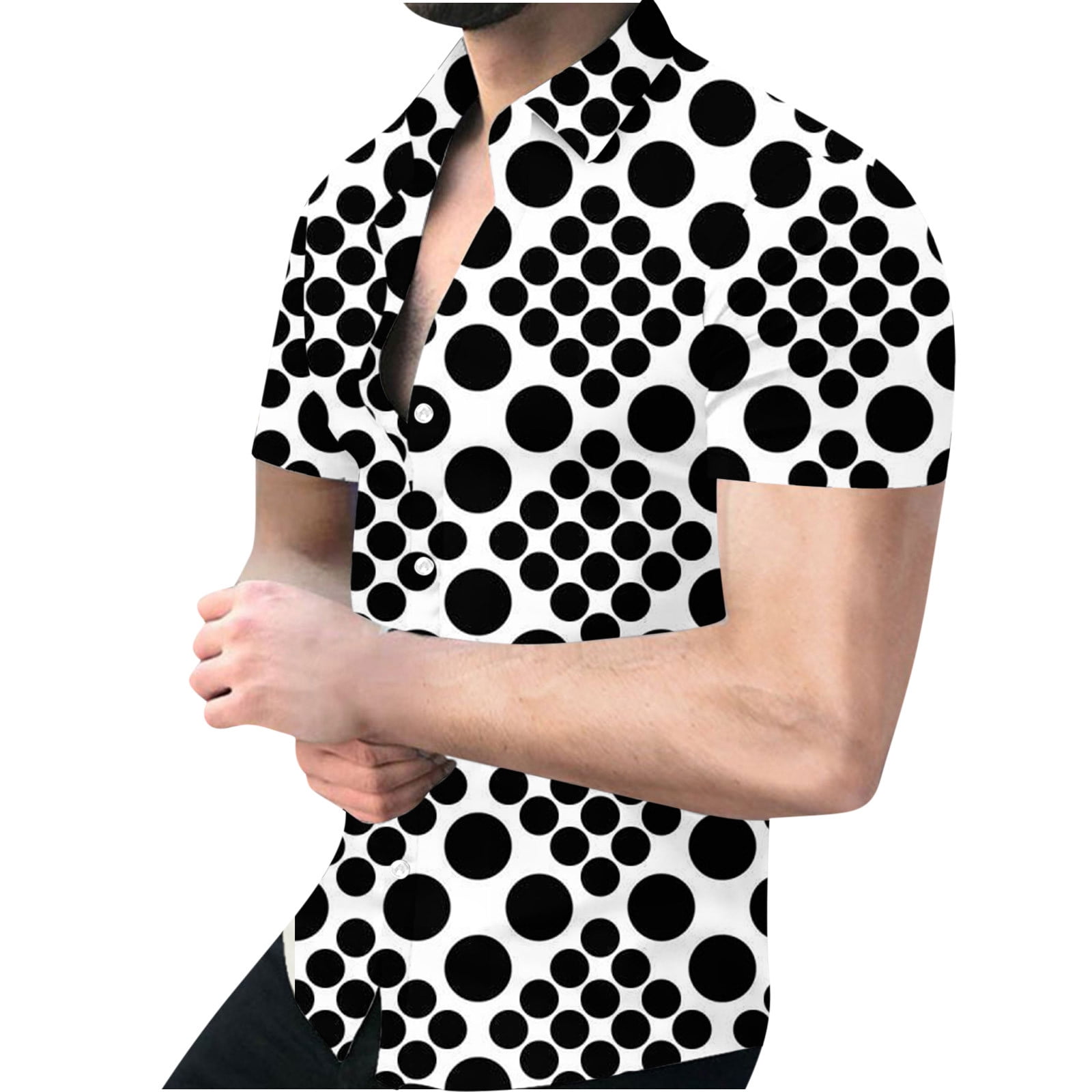 ZCFZJW Mens Casual Button Down T-Shirts Summer Short Sleeve Geometric Print Hawaiian Shirts Big ...