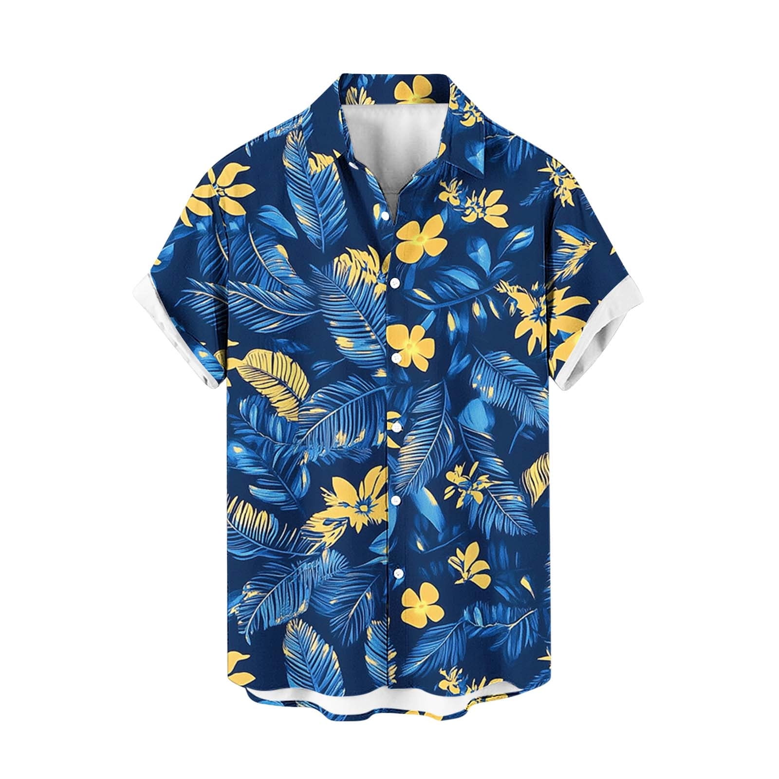 ZCFZJW Mens Casual Button Down Shirts Trendy Summer Tropical Palm Tree Print Summer Short Sleeve ...