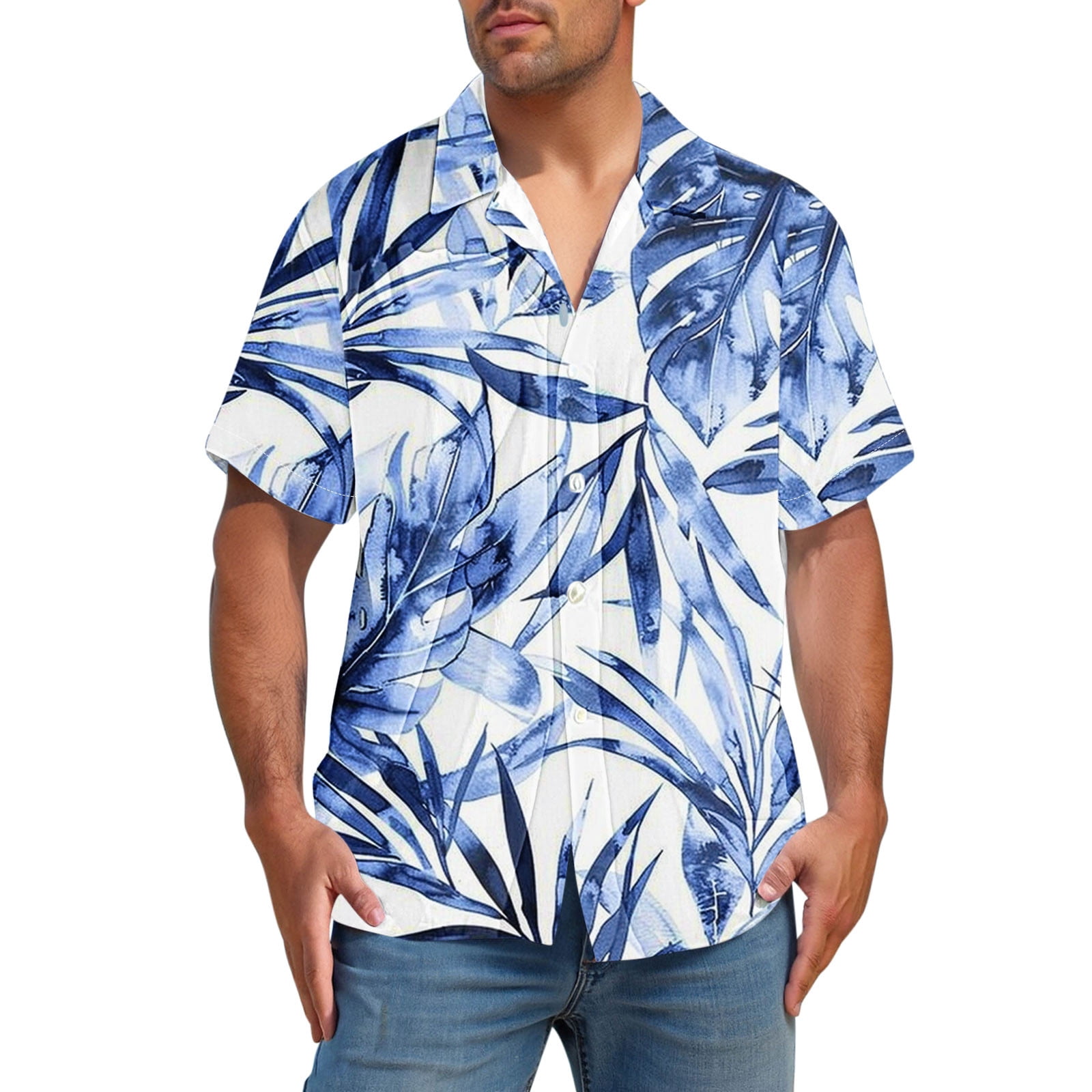 ZCFZJW Mens Hawaiian Shirt Regular Fit Casual Short Sleeve Button Down ...