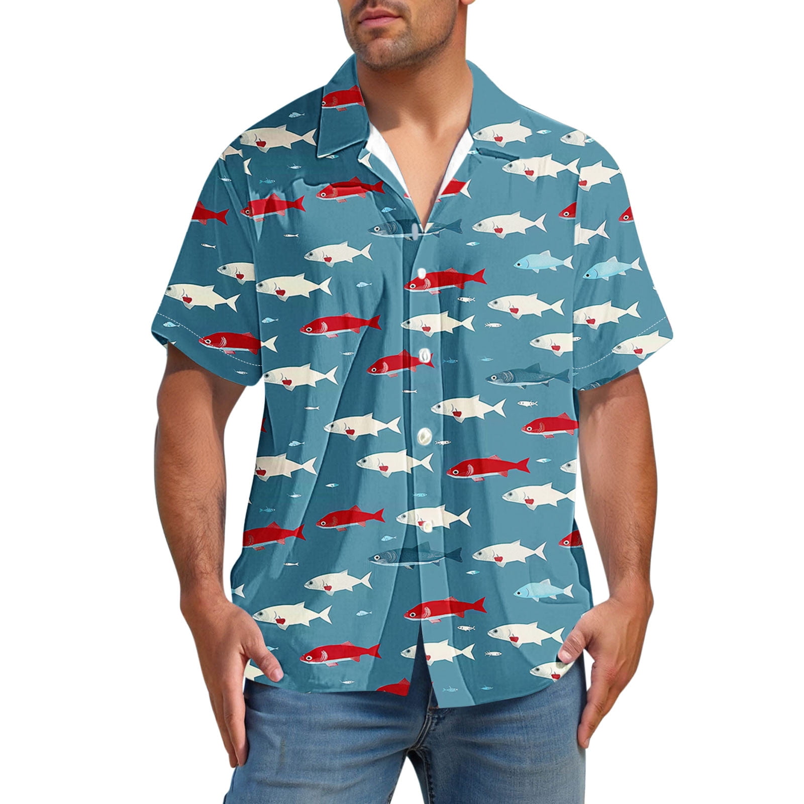 ZCFZJW Mens Hawaiian Shirt Regular Fit Casual Short Sleeve Button Down Graphic T-Shirts Tropical ...