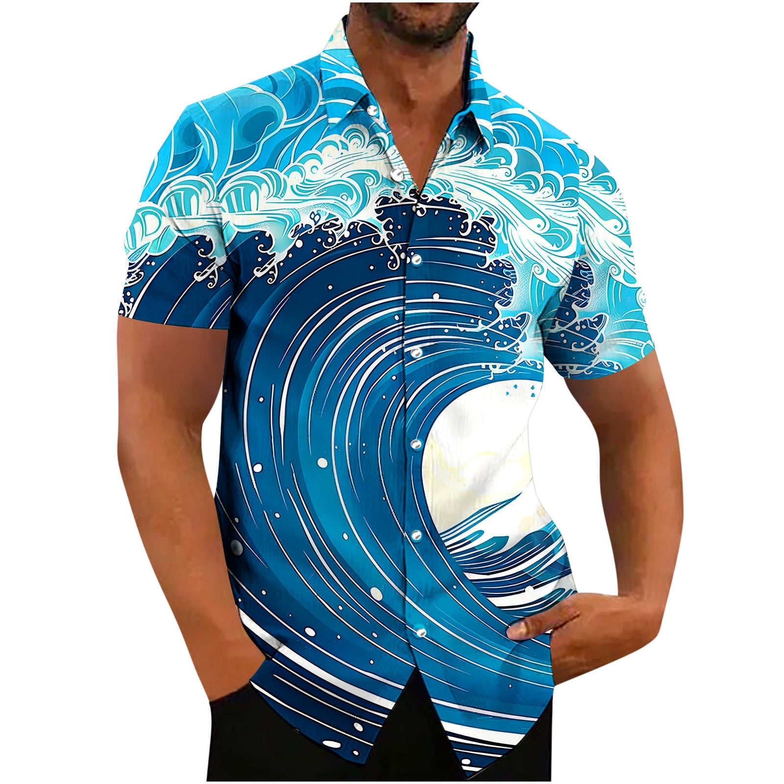 ZCFZJW Mens Hawaiian Shirt Short Sleeve Button Down Shirt Tropical Floral Pattern Print Summer ...