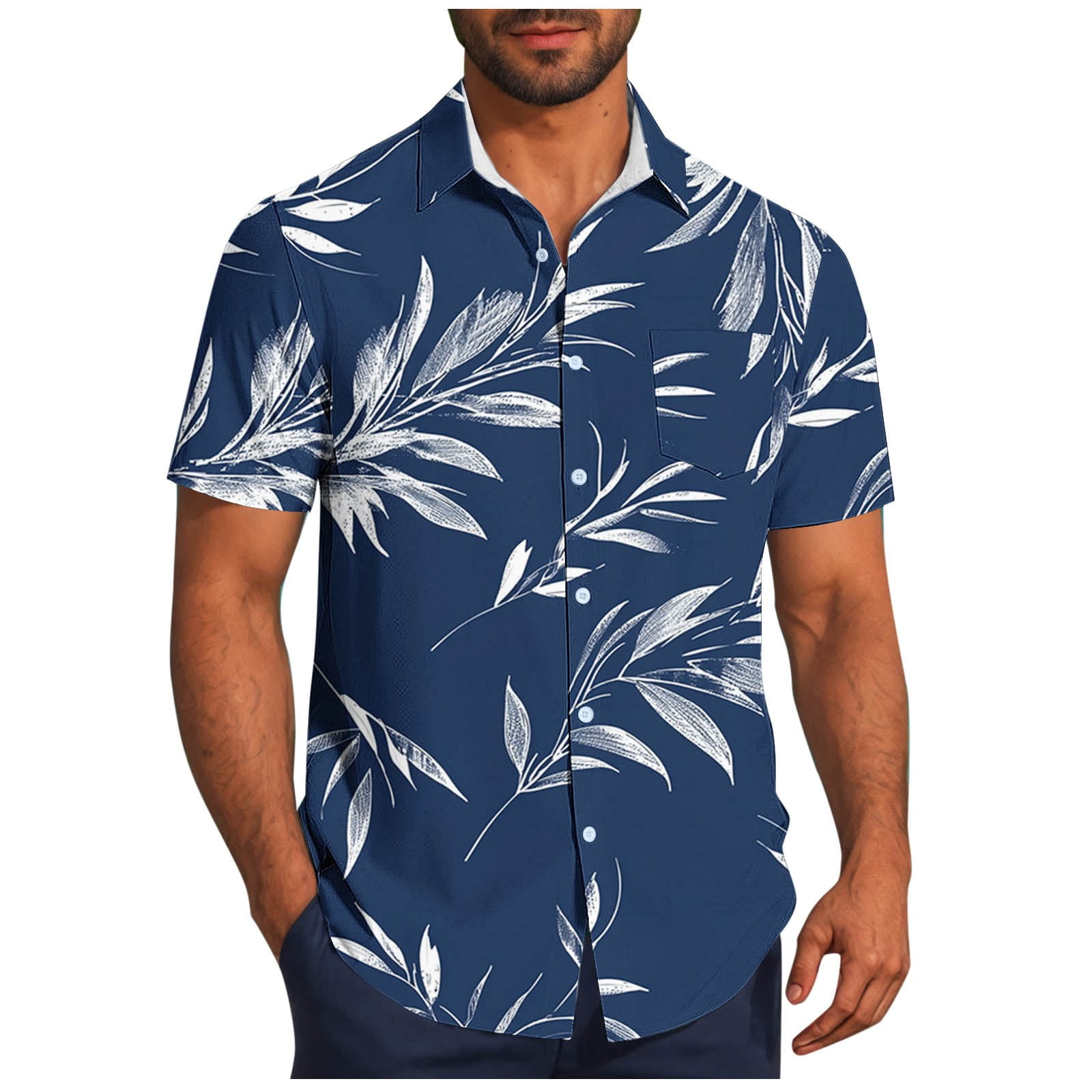 ZCFZJW Mens Hawaiian Shirt Short Sleeve Floral Button Down Shirts Tropical Summer Beach Vacation ...